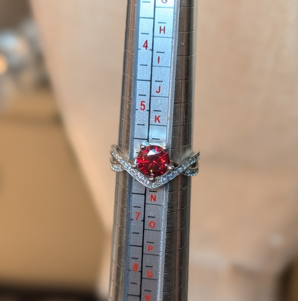 None | Jewelry | Moissanite Elegant Red Gemstone Silver Ring Size 6 Nwt ...